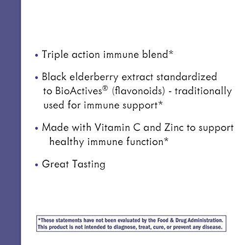 Nature's Way Sambucus Black Elderberry Gummies with Vitamin C and Zinc, 60 Gummies