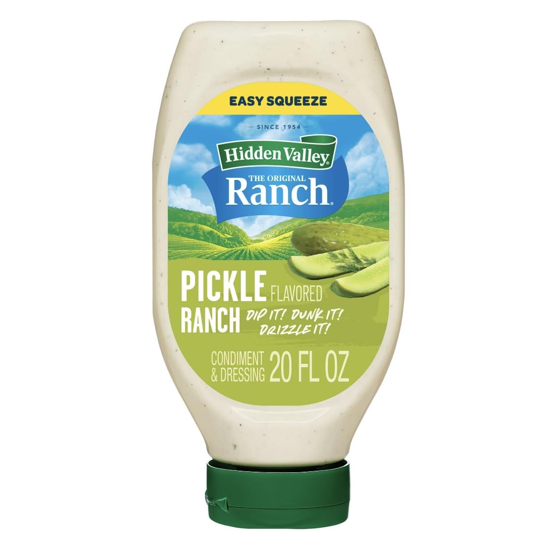 Pickle Flavored Hidden Valley Ranch Dressing - Pack of 1: 20 oz Bottle Dill Pickle Ranch Dressing - Hidden Valley Pickle Ranch Dip Bundled with Daily Gemz Spoon (1)
