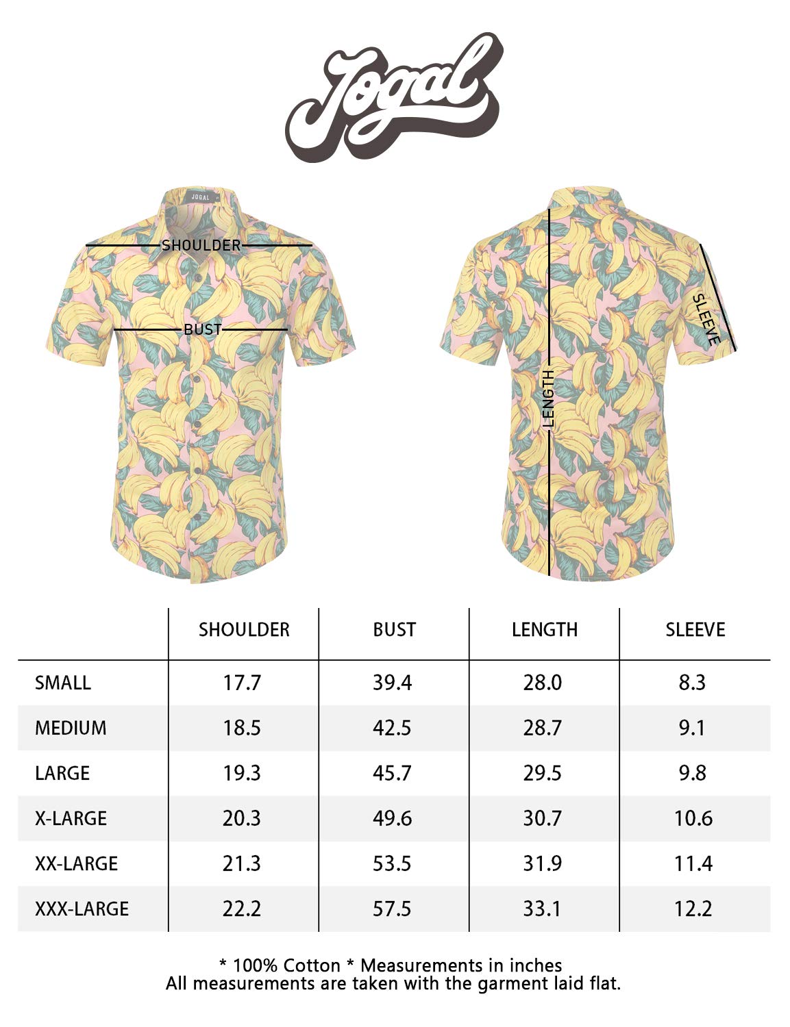 JOGAL Men's Cotton Button Down Short Sleeve Hawaiian Shirt Pink Red Medium