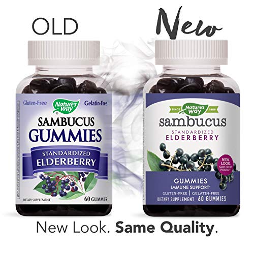 Nature's Way Sambucus Black Elderberry Gummies with Vitamin C and Zinc, 60 Gummies