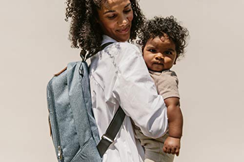 Changing Backpack -Anthony (White and Grey Chenille/Chestnut Leather)