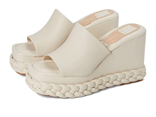 Dolce Vita Women's Elene Wedge Sandal, Ivory Leather, 9