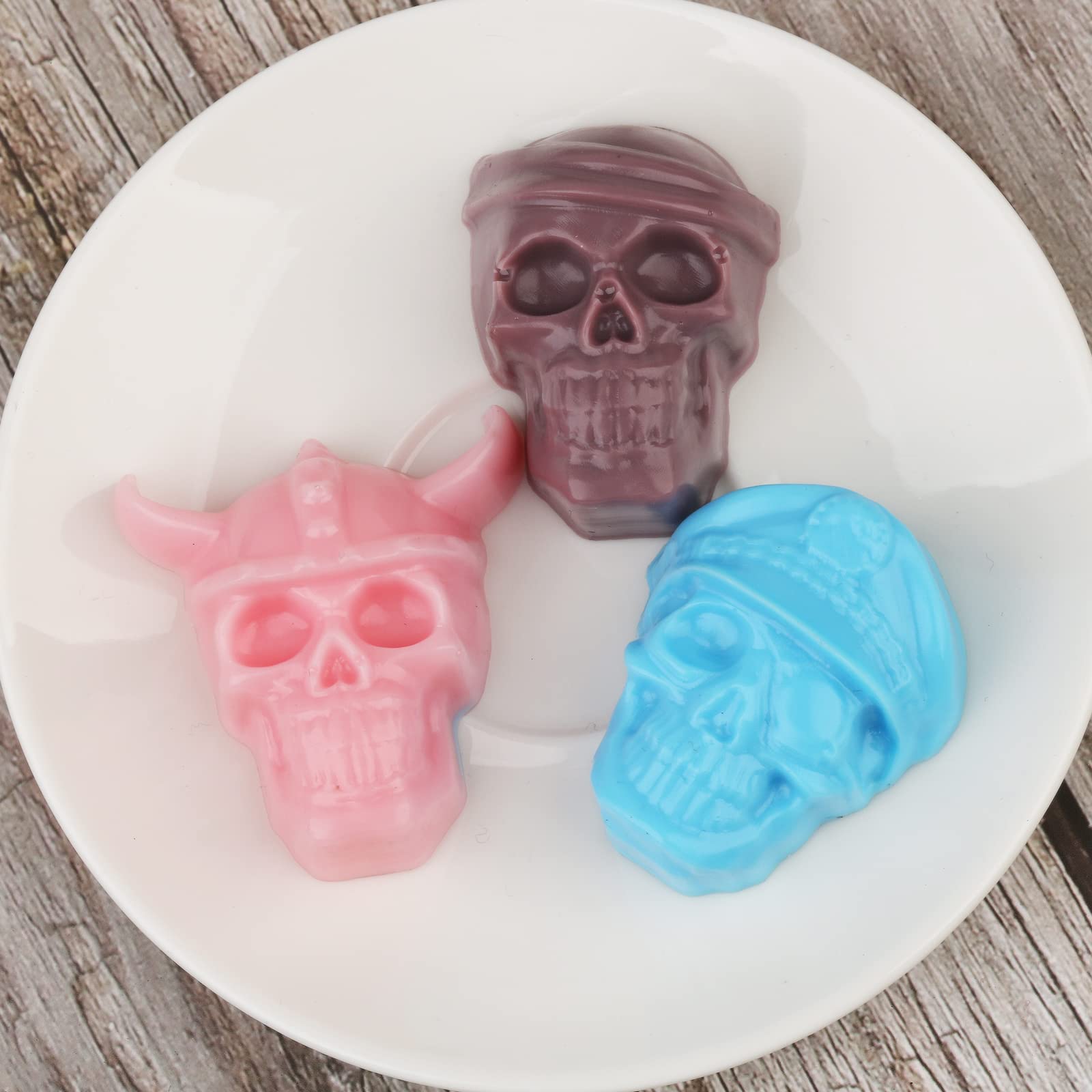 Skull Silicone Candy Mold for Hard Candy, Chocolates, Crayon, Jelly, Fondant, Jello,Whiskey Ice Cube Mold, Halloween Party Decoration, Pack of 2