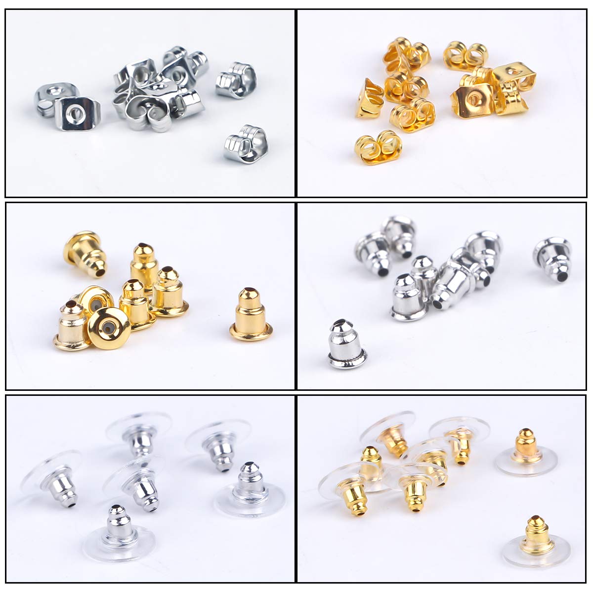 Earring Backs 10 Styles Earring Accessories Safety Bullet Earring Clutch Hypoallergenic 1040 Pieces (10 Styles)
