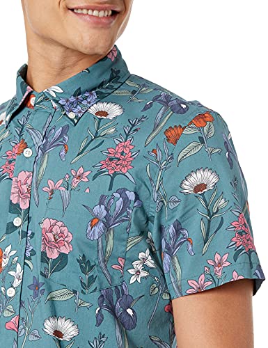 Goodthreads Men's Slim-Fit Short-Sleeve Printed Poplin Shirt, Wallpaper Floral, XX-Large