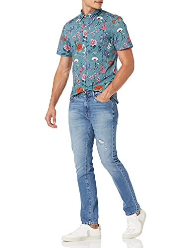 Goodthreads Men's Slim-Fit Short-Sleeve Printed Poplin Shirt, Wallpaper Floral, XX-Large