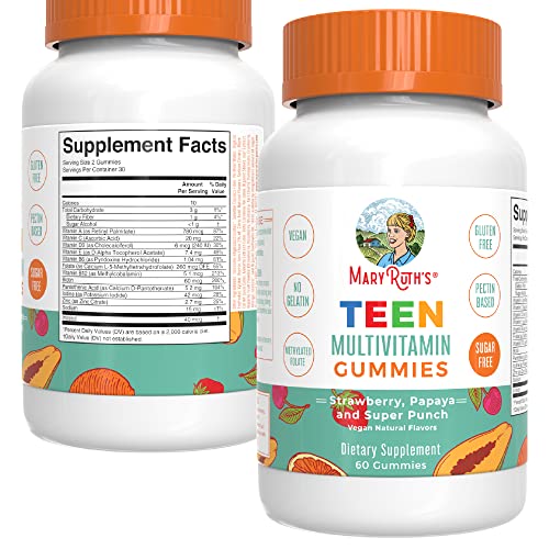 Teen Multivitamin Gummies & Fiber Gummies for Adults Bundle by MaryRuth's | Vitamin C, D and E, B Vitamins | Biotin | Immune Support | Energy, Skin & Hair | Prebiotics | Gut Health & Digestion Support