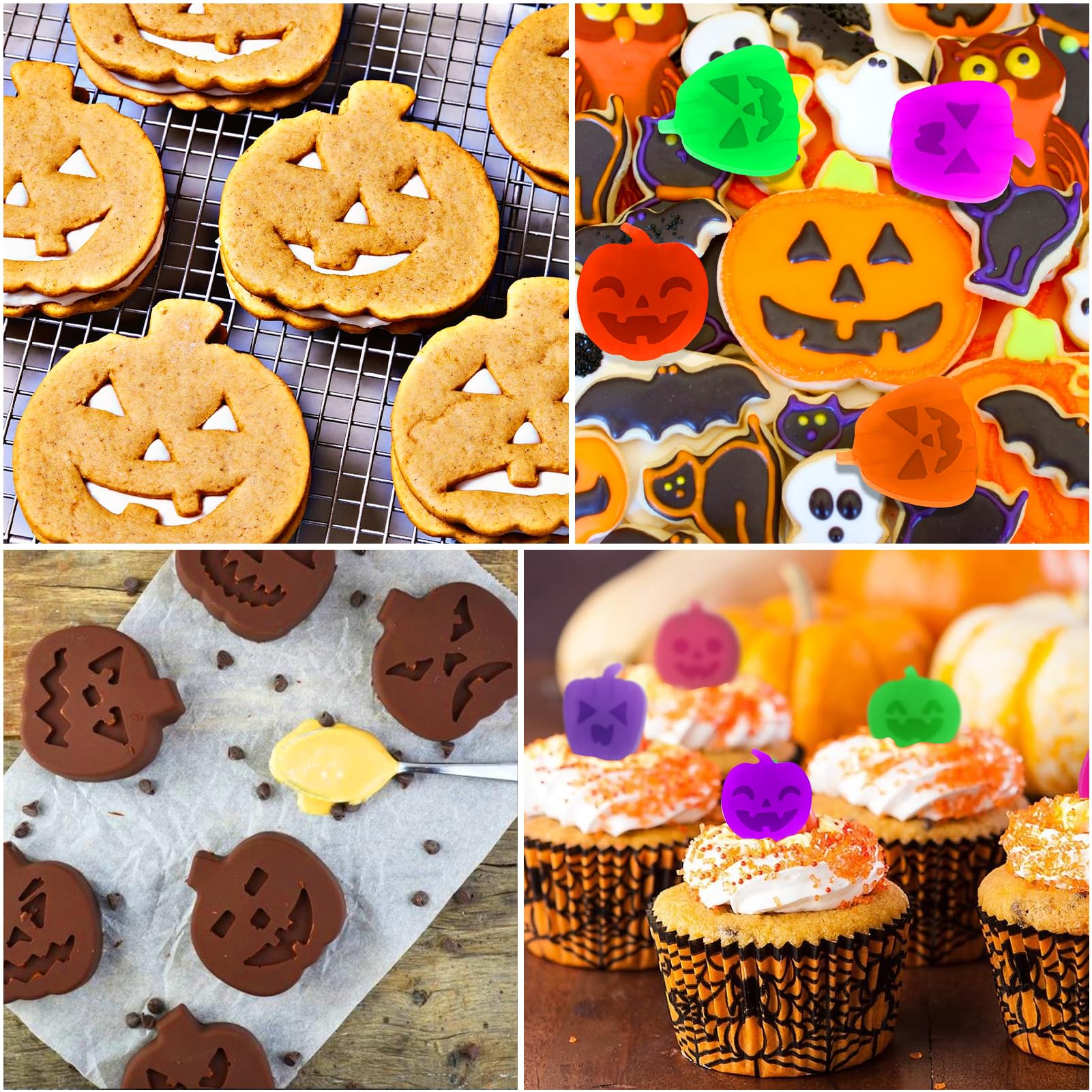 Halloween Pumpkin Candy Gummy Molds Silicone, 60 Cavity Non-Stick Pumpkin Silicone Molds for DIY Gummies, Candy, Chocolate, Jelly, Ice Cube, Dog Treats, Halloween Decor
