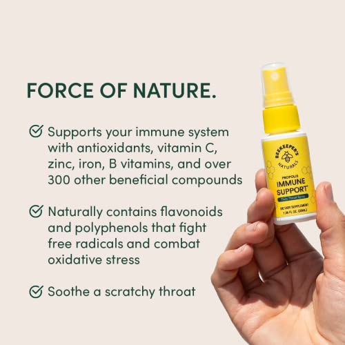 BEEKEEPER'S NATURALS Propolis Throat Spray - 95% Bee Propolis Extract - Natural Immune Support & Sore Throat Relief - Antioxidants, Keto, Paleo, Gluten-Free (1.06 oz)