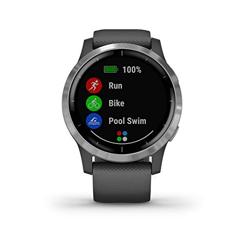 Garmin 010-02174-01 Vivoactive 4 Smartwatch Shadow Gray/Stainless Bundle with CPS Enhanced Protection Pack