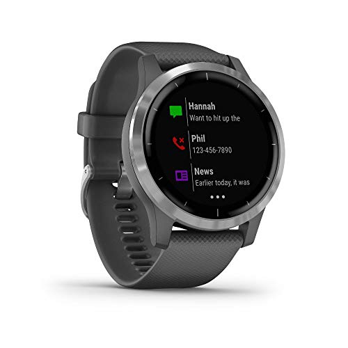 Garmin 010-02174-01 Vivoactive 4 Smartwatch Shadow Gray/Stainless Bundle with CPS Enhanced Protection Pack