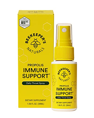BEEKEEPER'S NATURALS Propolis Throat Spray - 95% Bee Propolis Extract - Natural Immune Support & Sore Throat Relief - Antioxidants, Keto, Paleo, Gluten-Free (1.06 oz)