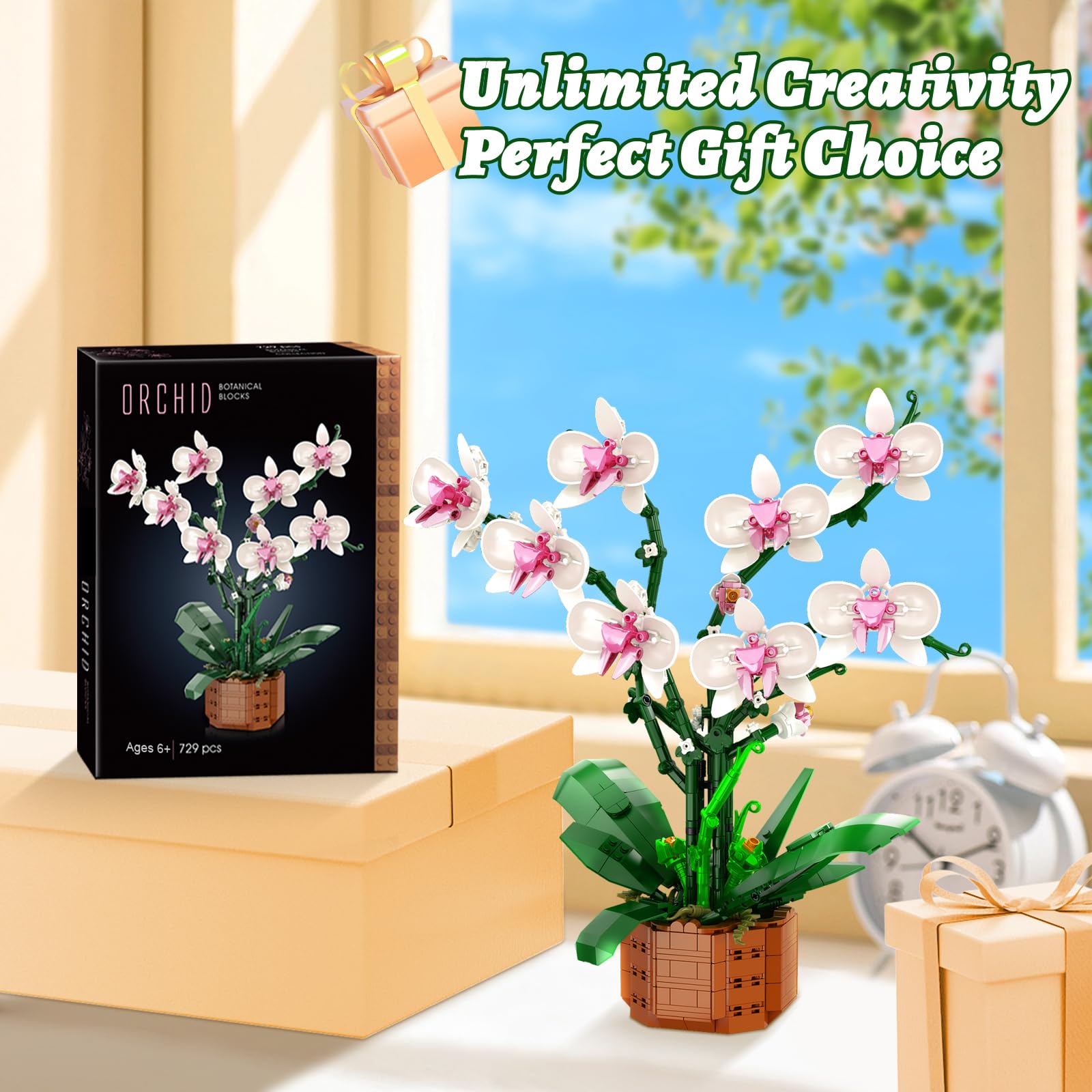 729-Piece Artificial Flower Building Blocks Set - DIY Home Decoration Kit for Adults, Girlfriends, Mom - Christmas, Birthday, Valentine's Day Gifts