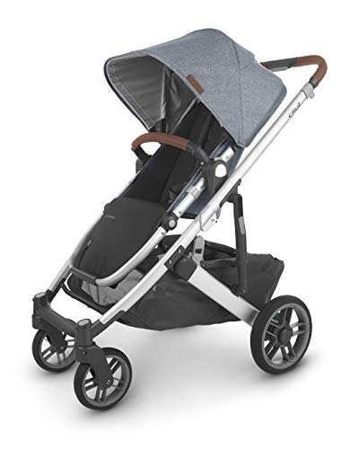 UPPAbaby Cruz V2 Stroller - Gregory (Blue Marl/Silver/Saddle Leather) + Bassinet - Gregory (Blue Marl/Silver)