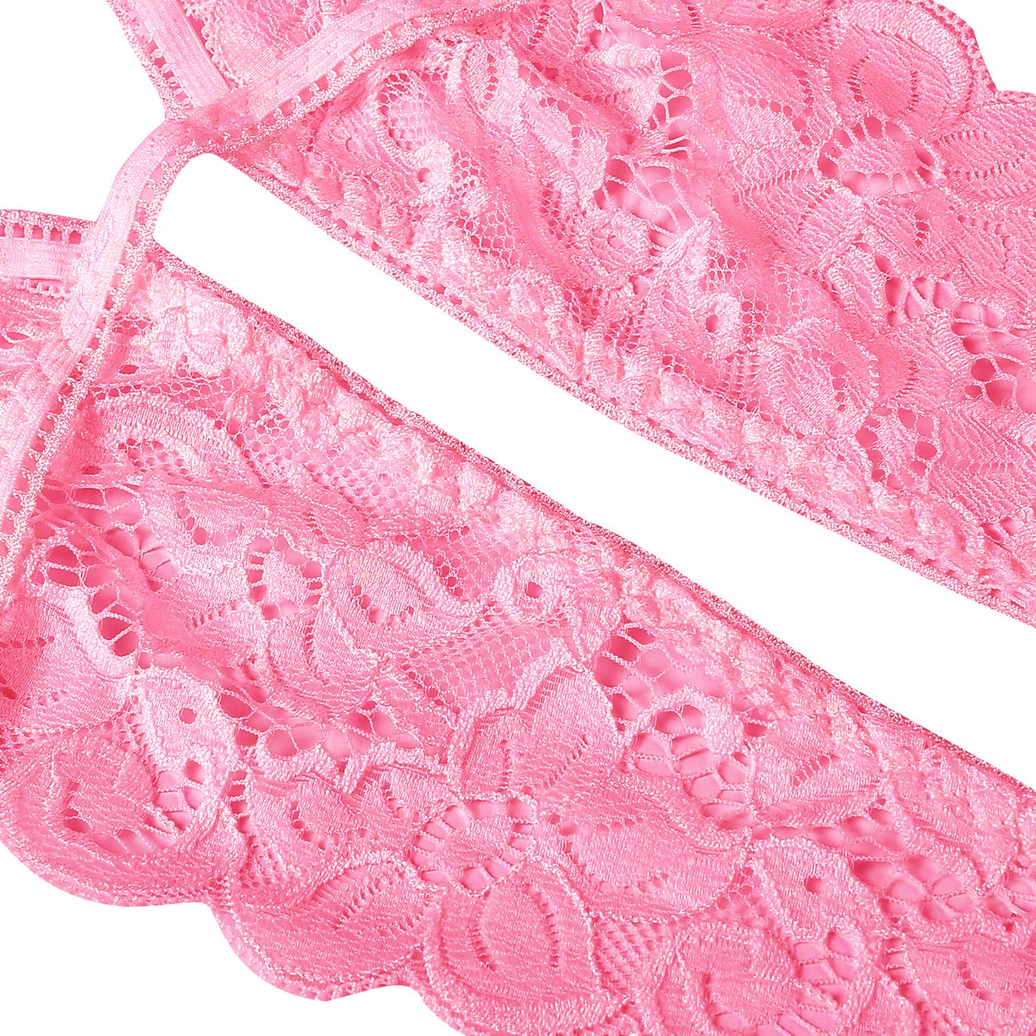 Donnalla Lingerie for Women Deep V Lace Teddy One Piece Lingerie Bodysuit Babydoll Teddy Underwear Pink S