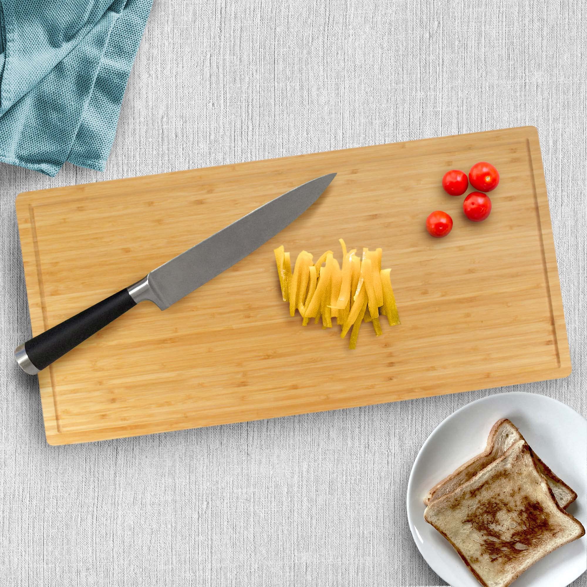 BambooMN Heavy Duty Premium Bamboo Cutting Board - Vertical Cut - Grooved - 24" x 12" x 1"