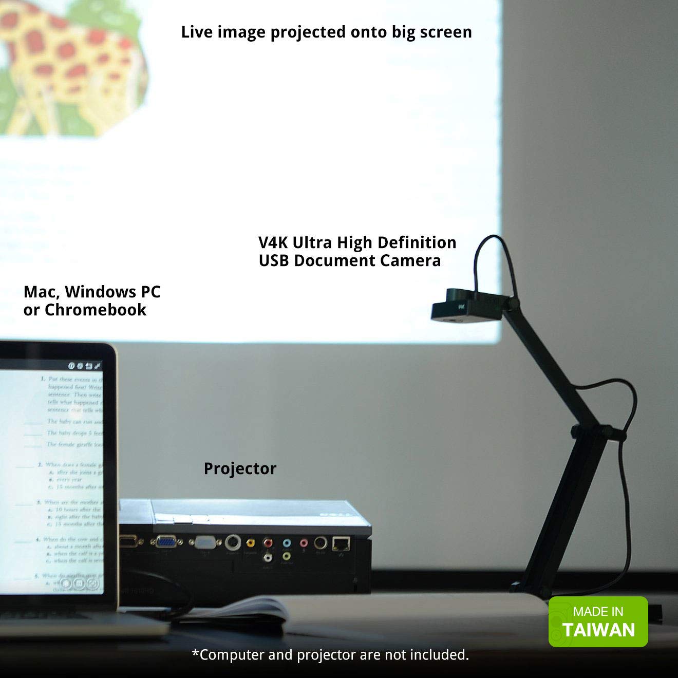 IPEVO V4K Ultra High Definition 8MP USB Document Camera β Mac OS, Windows, Chromebook Compatible for Live Demo, Web Conferencing, Distance Learning, Remote Teaching