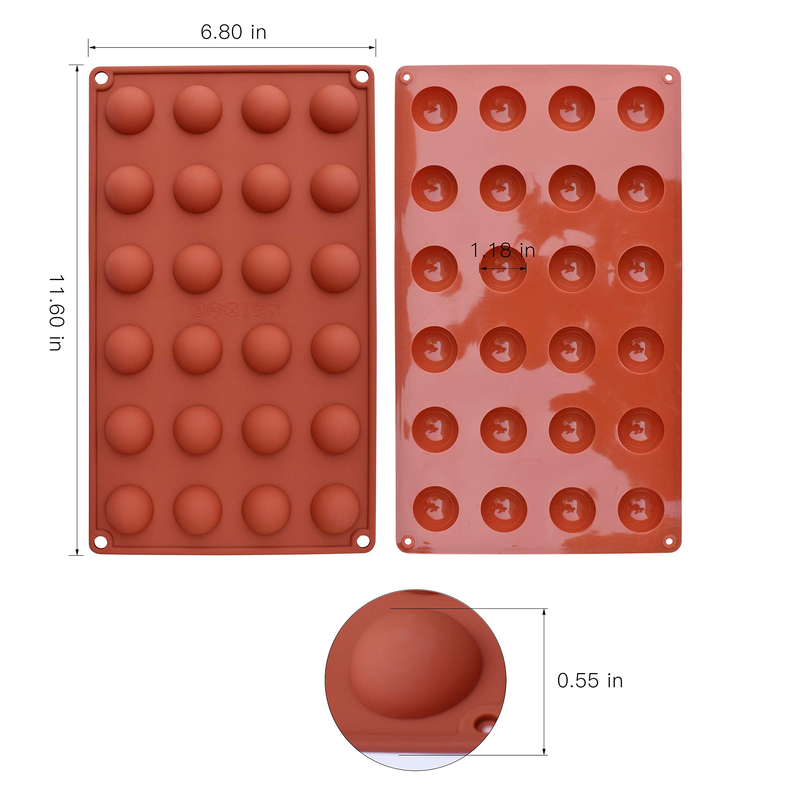 homEdge Mini 24-Cavity Semi Sphere Silicone Mold, 3 Packs Baking Mold for Making Chocolate, Cake, Jelly, Dome Mousse-Pay Atenntion to the Size