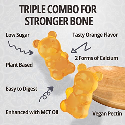 Vitamin D3 5000IU Gummies 125mcg with Calcium 600mg+K2( MK7 ) 200mcg, Coconut Oil for High Absorption, Maximum Strength Vitamin D Supplement - Support Strong Bones, Immune System Health Vegan 60 Count
