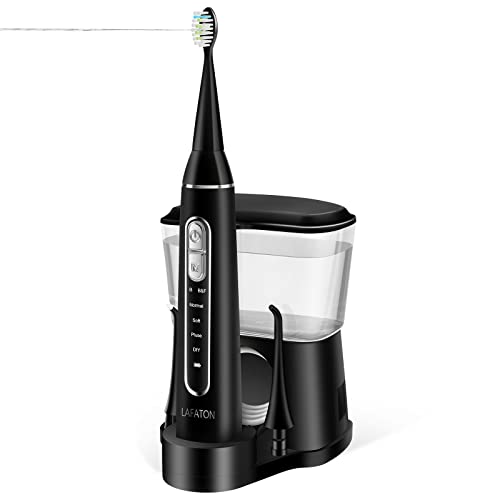 LAFATON 2 in 1 toothcleaner,Electric Toothbrush with Water Flosser Combo in One,Rechargeable Sonic Flossing Toothbrush with 3 Teeth Cleansing Ways,Waterproof Dental Oral Irrigator for Oral Care
