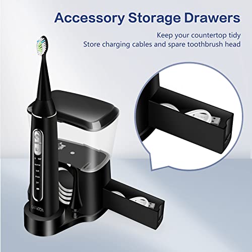 LAFATON 2 in 1 toothcleaner,Electric Toothbrush with Water Flosser Combo in One,Rechargeable Sonic Flossing Toothbrush with 3 Teeth Cleansing Ways,Waterproof Dental Oral Irrigator for Oral Care