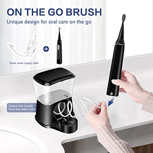 LAFATON 2 in 1 toothcleaner,Electric Toothbrush with Water Flosser Combo in One,Rechargeable Sonic Flossing Toothbrush with 3 Teeth Cleansing Ways,Waterproof Dental Oral Irrigator for Oral Care