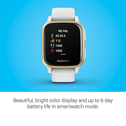 Garmin Venu Sq, GPS Smartwatch with Bright Touchscreen Display, Up to 6 Days of Battery Life, Light Gold and White (Renewed)