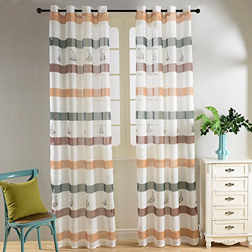 Dolce Mela Seashore Sheer Curtain Panels Bermuda - DMC486