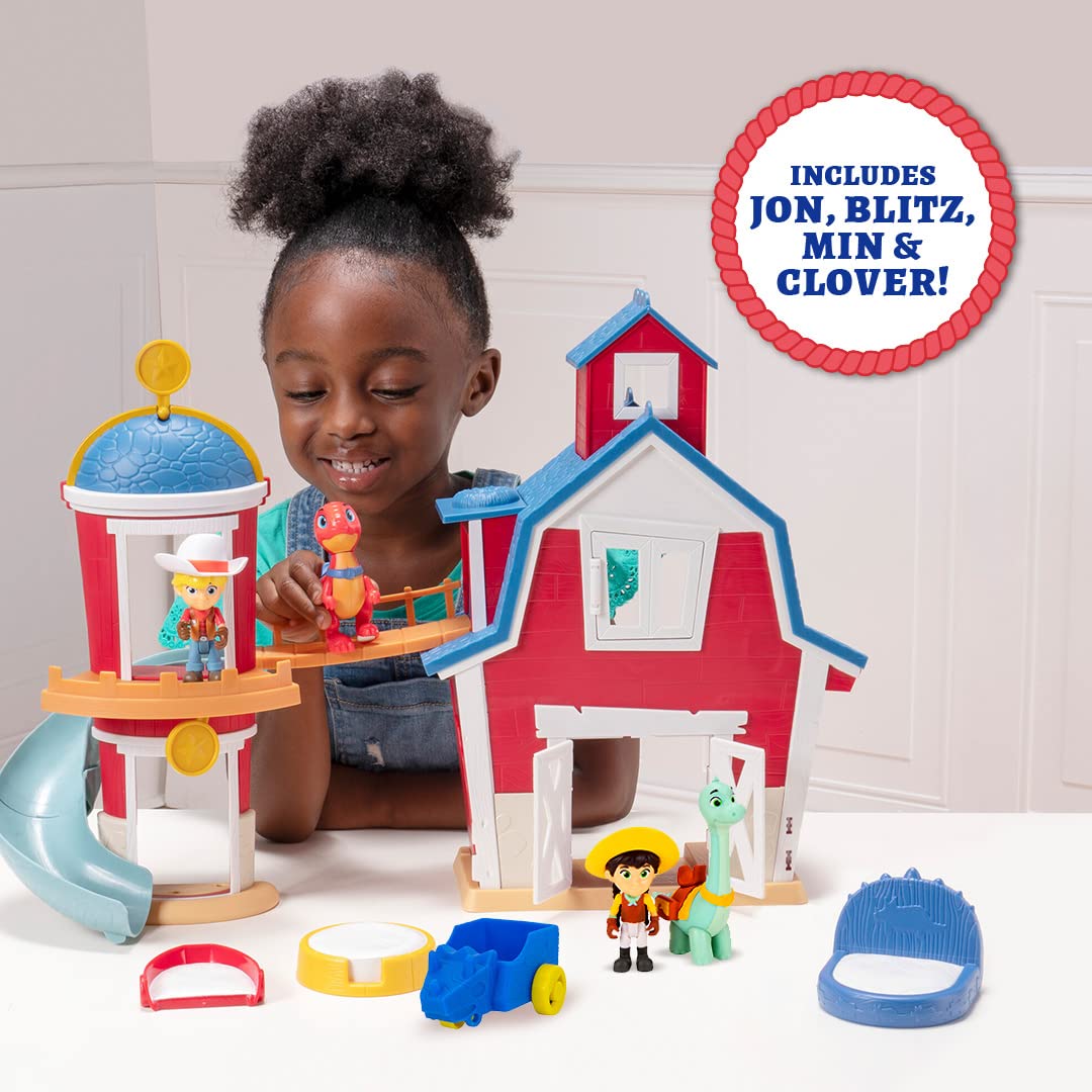 Dino Ranch Clubhouse,Large 12-Inch Playset with Lights & Sound,Features Silo with Slide,Bridge,Extendable Room,2 Dino Ranchers,2 Dinos - Toys for Kids - Amazon Exclusive
