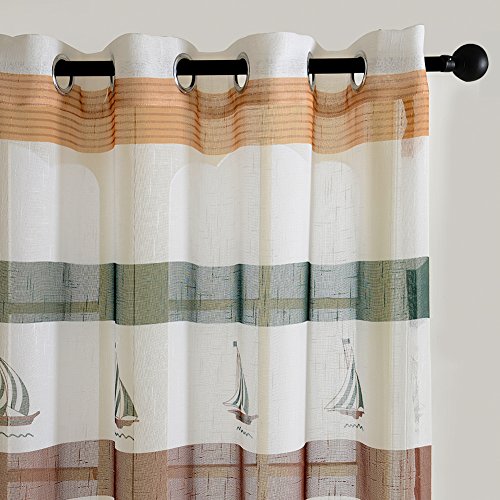 Dolce Mela Seashore Sheer Curtain Panels Bermuda - DMC486