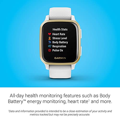 Garmin Venu Sq, GPS Smartwatch with Bright Touchscreen Display, Up to 6 Days of Battery Life, Light Gold and White (Renewed)