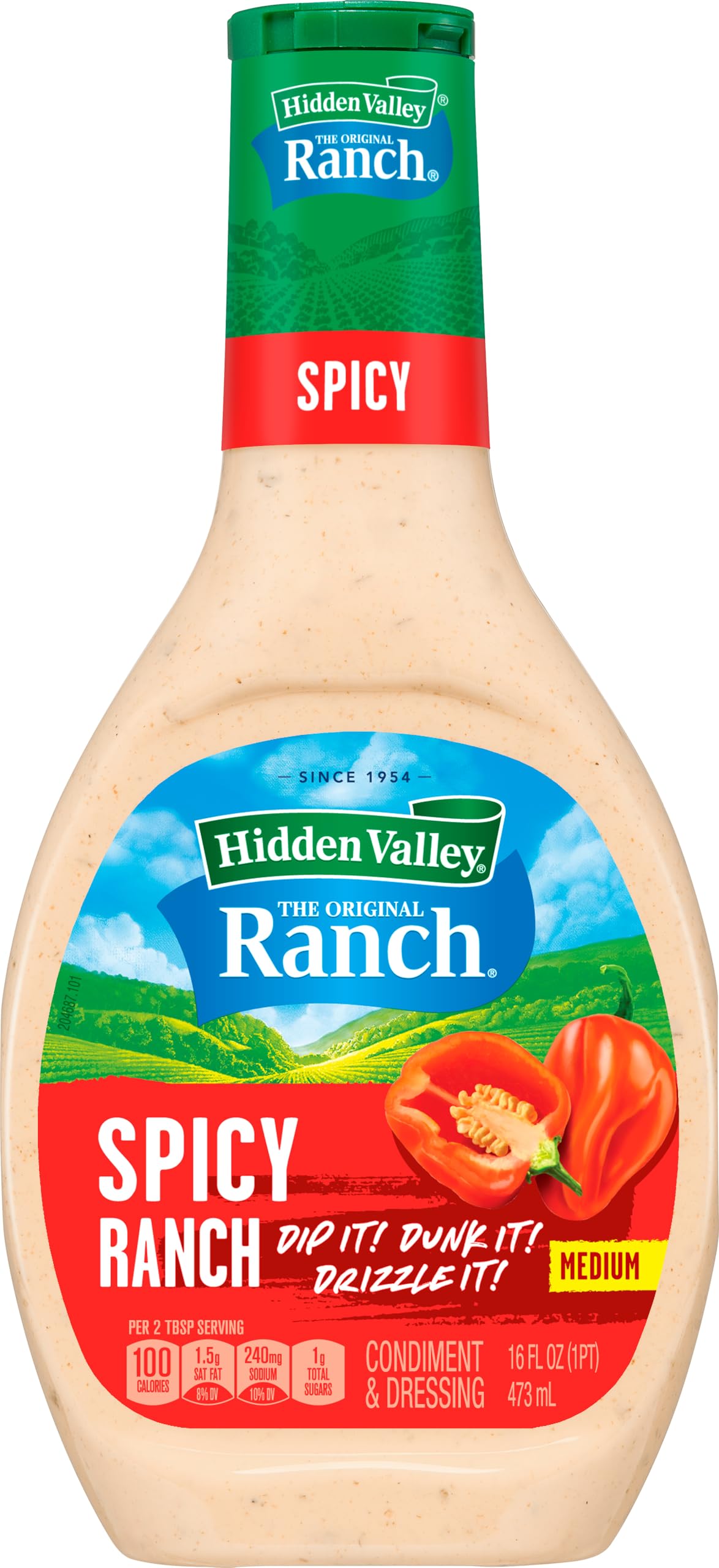 Hidden Valley Spicy Ranch Topping and Dressing, 16 Fluid Ounce Bottle (Package May Vary)