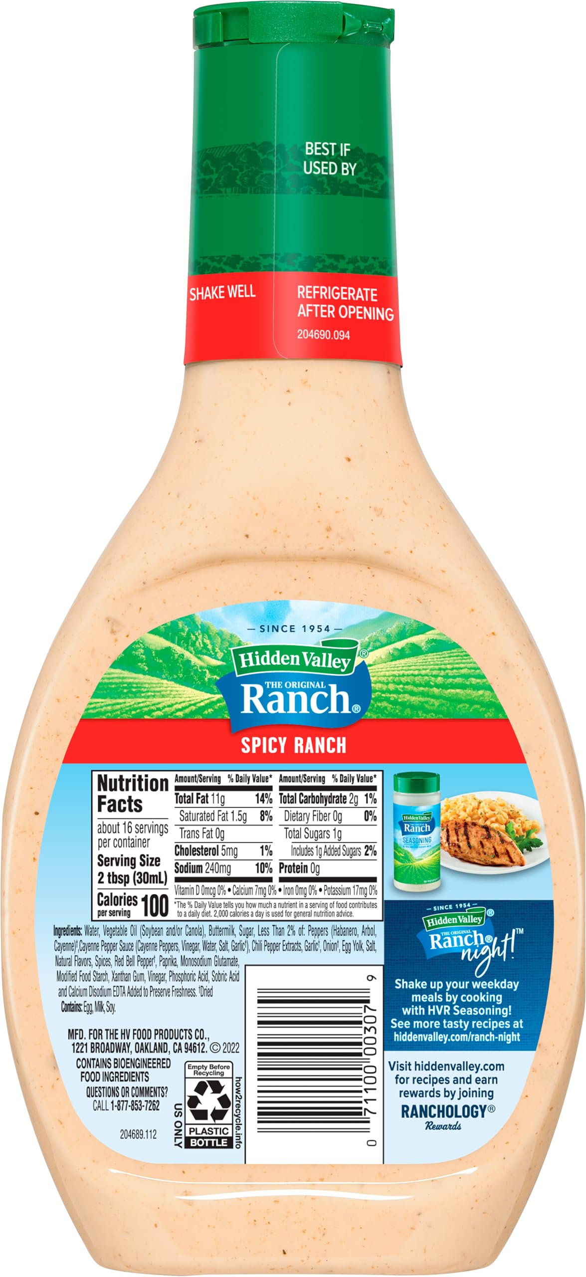 Hidden Valley Spicy Ranch Topping and Dressing, 16 Fluid Ounce Bottle (Package May Vary)