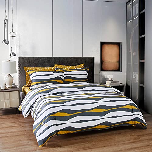 Dolce Mela King Size 6 Piece 100% Cotton Duvet Cover Set, Bloomon Bedding DM823K Multicolor