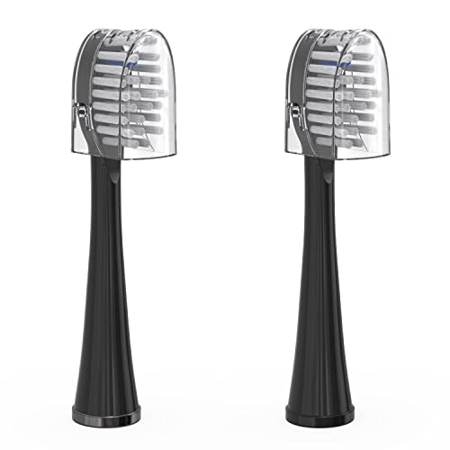 Waterpik Full Size Replacement Brush Heads with Covers for Toothbrush SFFB-2EB, 2 Count Black & Whitening Water Flosser Refill Tablets (30 Count) - Only for The Whitening Flosser