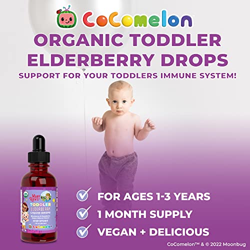 USDA Organic Cocomelon Elderberry Syrup for Toddlers & Cocomelon Vitamin D3 K2 Liquid Drops for Toddler Bundle by MaryRuth's | Immune Support | Calcium Absorption | Strong Bones | Vegan | Gluten Free
