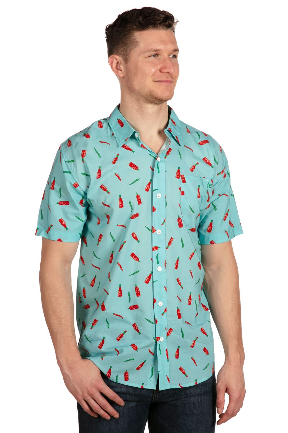 Tipsy Elves Men's Vacation Hot Sauce Summer Hawaiian Shirt Size Small