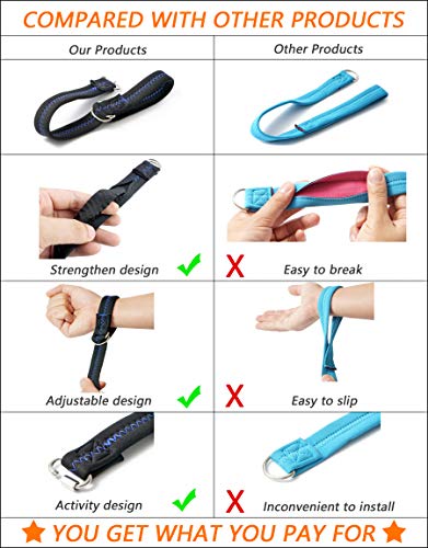 Baby Stroller Wheelchair Safety Wrist Strap or Large Dog Leash, Second Layer Security for Retractable Dog Leash, Black with Blue Stitching