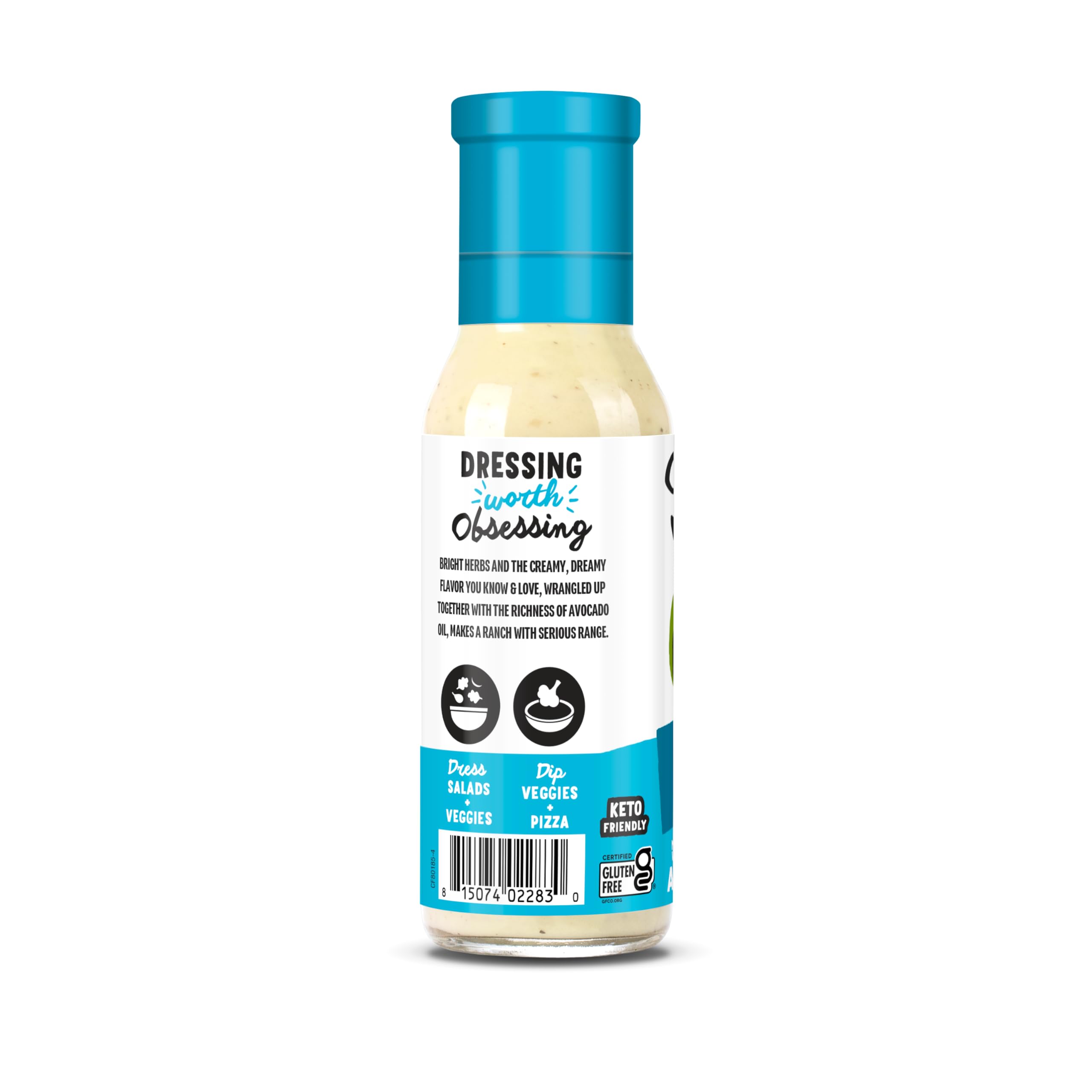 Chosen Foods Avocado Oil-Based Ranch Salad Dressing and Marinade, Keto Diet Friendly, Gluten Free, Low-Carb Sauce (8 oz)