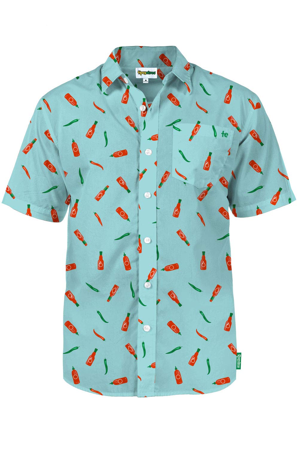Tipsy Elves Men's Vacation Hot Sauce Summer Hawaiian Shirt Size Small