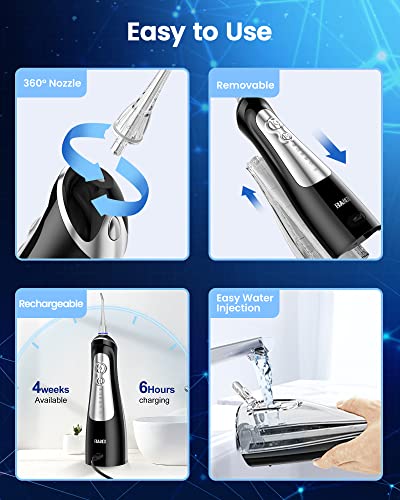 Water Dental Flosser with Electric Toothbrush Combo, Cordless Water Flosser for Teeth, Gums, Braces Care, with 6 Modes & 3 Sonic Modes, Oral Care Kit with 4 Brush Heads & 4 Jet Tips, IPX7 Waterproof