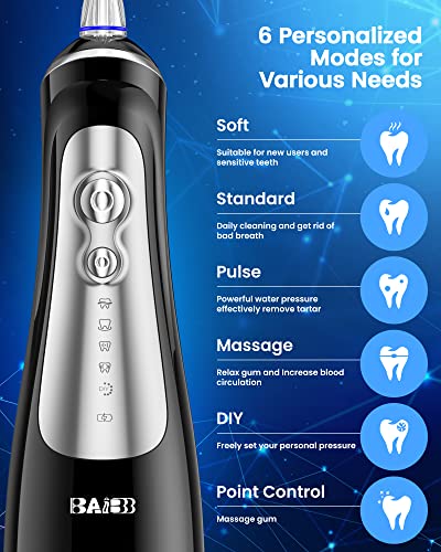 Water Dental Flosser with Electric Toothbrush Combo, Cordless Water Flosser for Teeth, Gums, Braces Care, with 6 Modes & 3 Sonic Modes, Oral Care Kit with 4 Brush Heads & 4 Jet Tips, IPX7 Waterproof