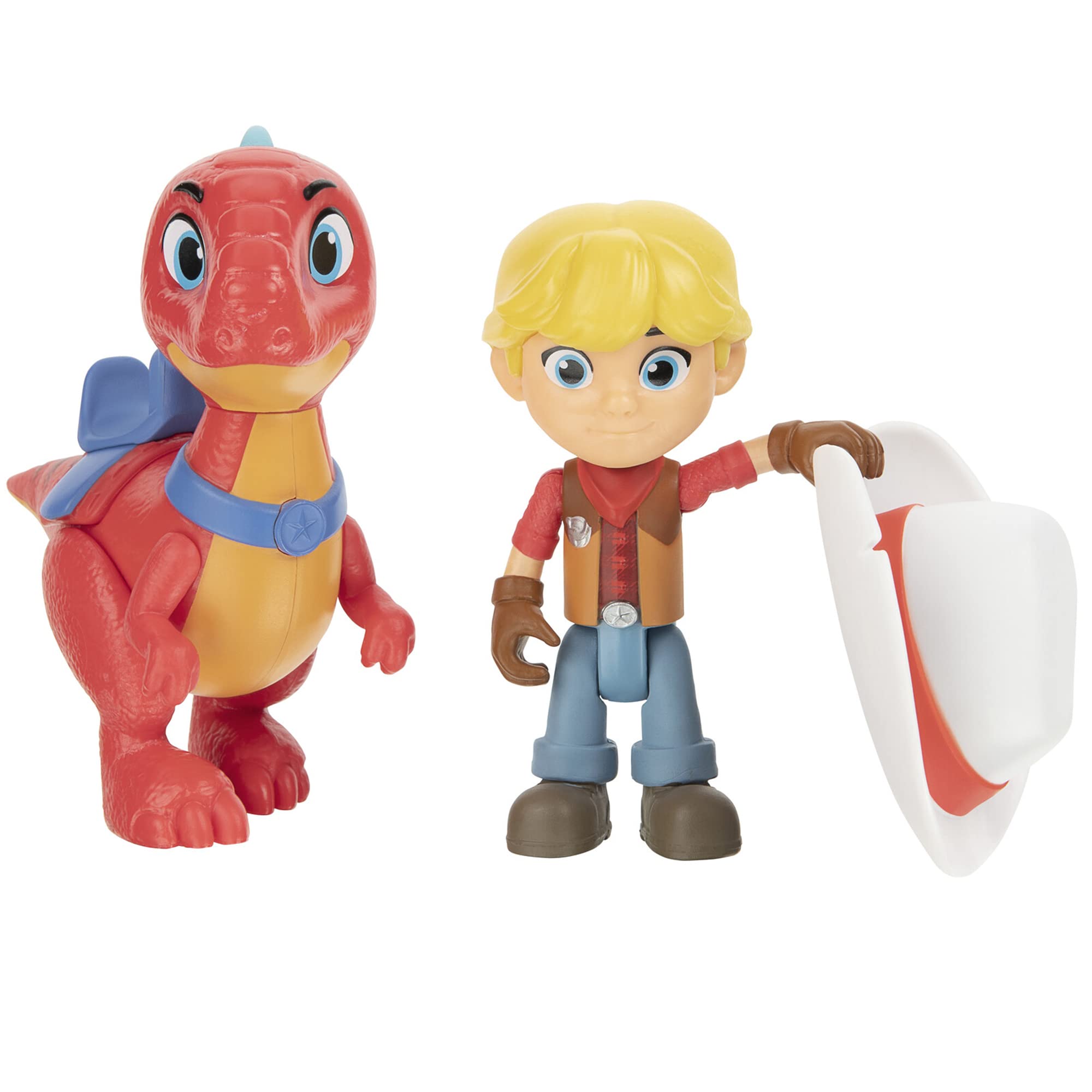 Dino Ranch 6-Figure Pack - Jon and Blitz, Min and Clover, Miguel and Tango - Three 3” Dino Ranchers and Three 4” Dinos, Plus Fence Pieces - Toys for Kids Featuring Your Favorite Pre-Westoric Ranchers
