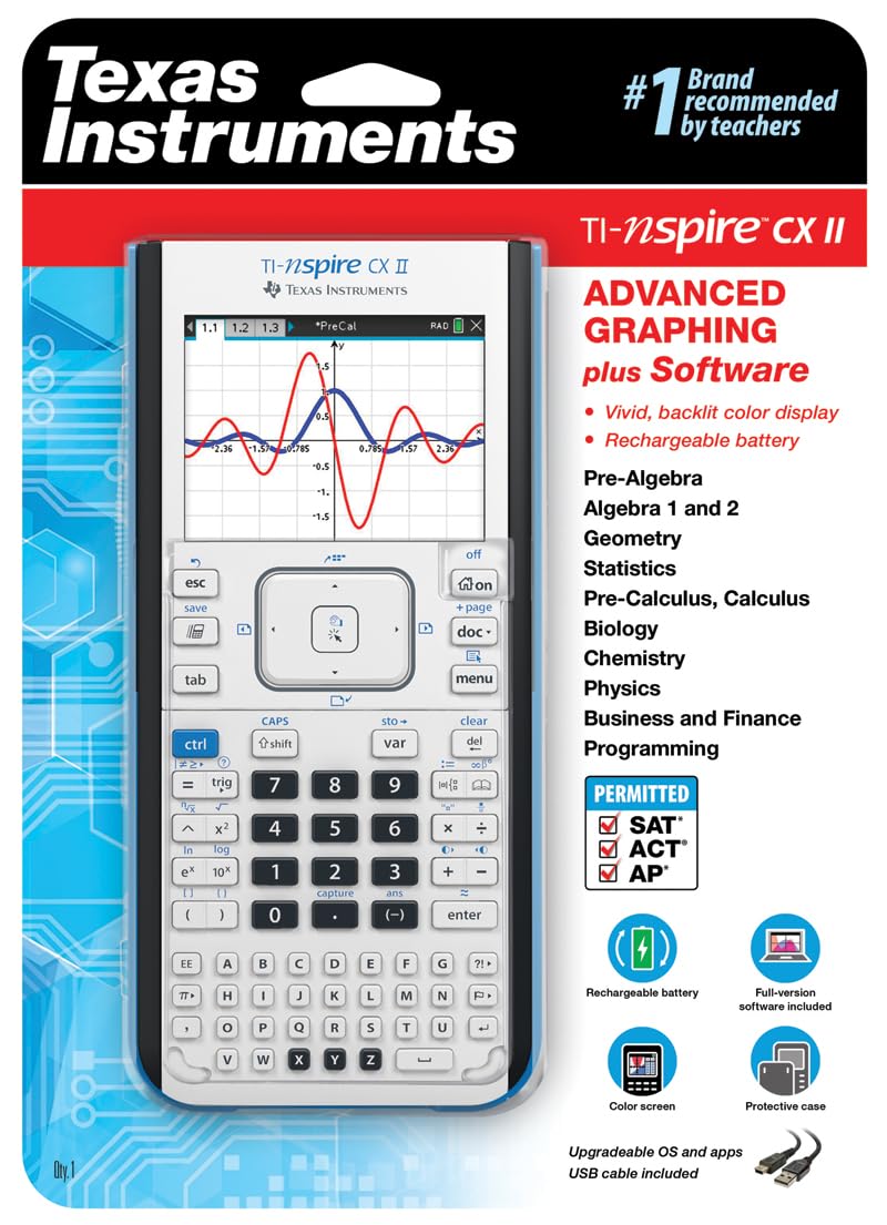 Texas Instruments TI-Nspire CX II Color Graphing Calculator with Student Software (PC/Mac)
