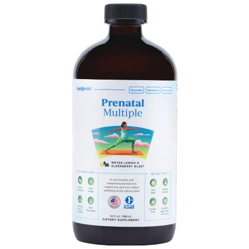 LIQUIDHEALTH 32 Oz Prenatal Vitamin, Postnatal Vitamin & Liquid Women’s Prenatal Multivitamin, Vegan Folate Supplement for Women with Iron, Choline, Calcium, Gluten-Free, Sugar-Free, Dairy-Free