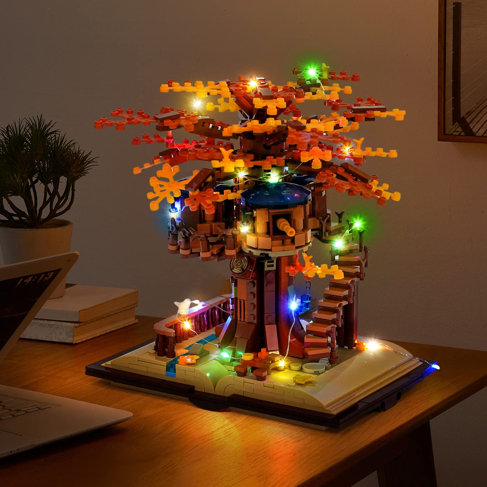 Mibido Ideas Tree House Building Kit with Led Lights, Build-and-Display Model Home or Office Decor for Adults Thanksgiving Christmas Creative Forest Toy Gift for Kids Aged 12+, New 2023 (1008 Pieces)