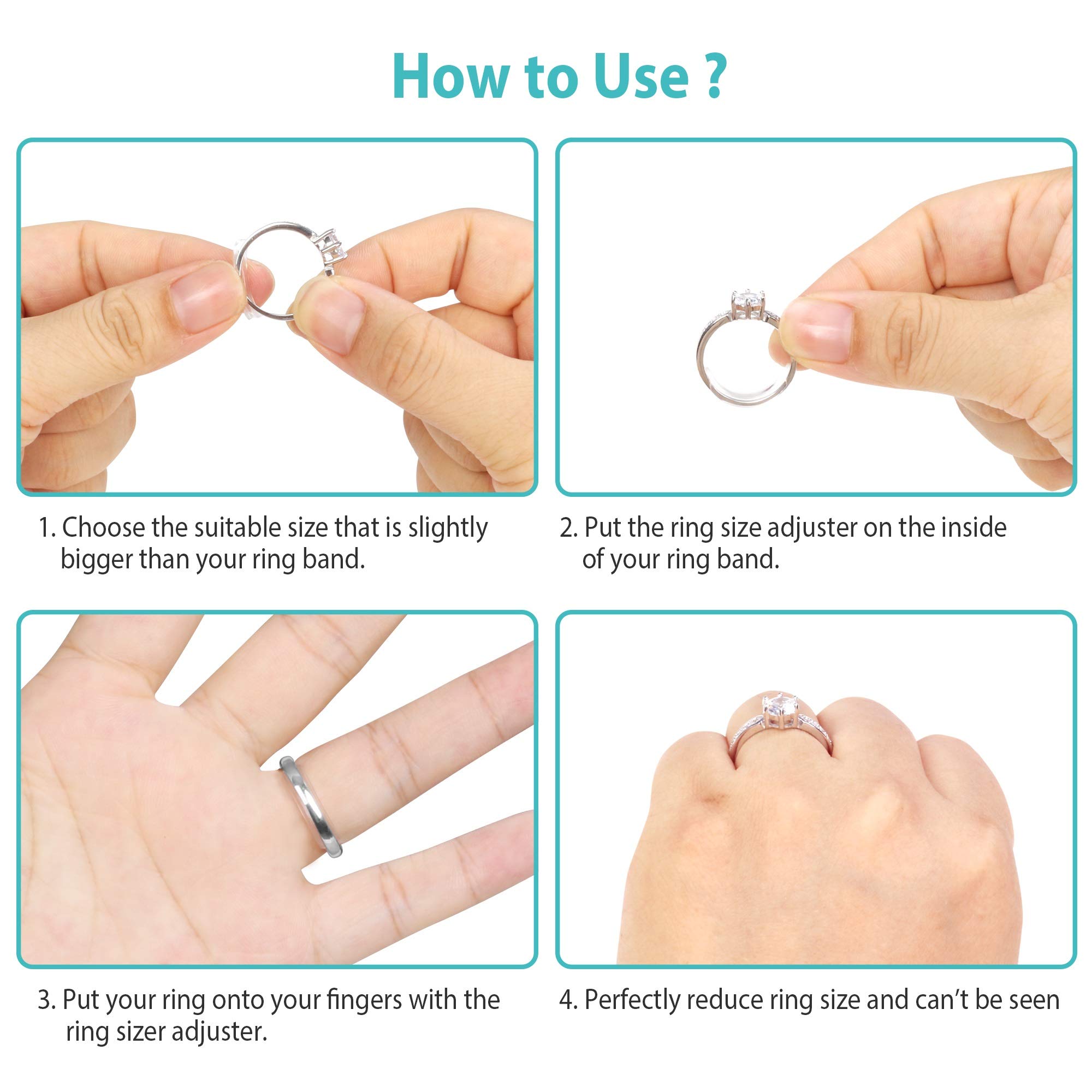 Invisible Ring Size Adjuster for Loose Rings Ring Adjuster Sizer Fit Thin Rings with Jewelry Polishing Cloth