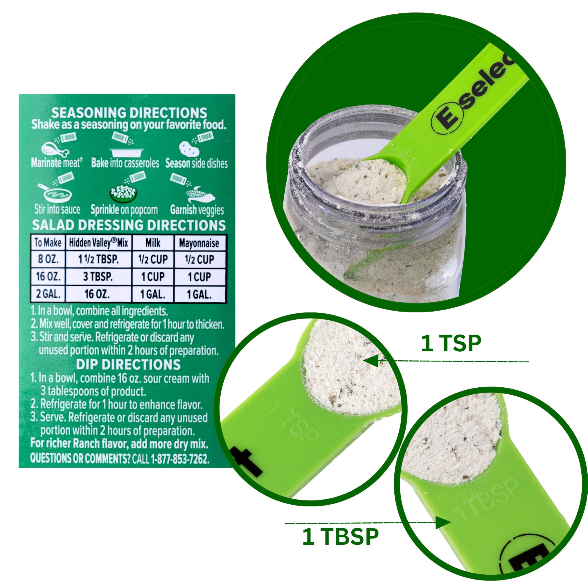Hidden Valley Ranch Seasoning Mix - Original Ranch Dressing Dry Mix Powder for Salad Dressing and Dips Includes (2) 16oz Containers and (1) Measuring Spoon