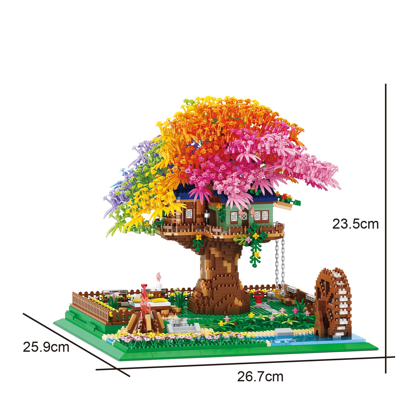 Kadablk Rainbow Flowers Building Block with Light,Sakura Cherry Blossom Bonsai Tree House Construction Set,4451 PCS Mirco Blocks Architecture for Adults and Teens