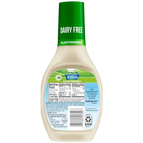 Hidden Valley The Original Ranch Plant Powered Dairy Free Ranch Salad Dressing and Topping, 12 Fluid Ounces (Package May Vary)